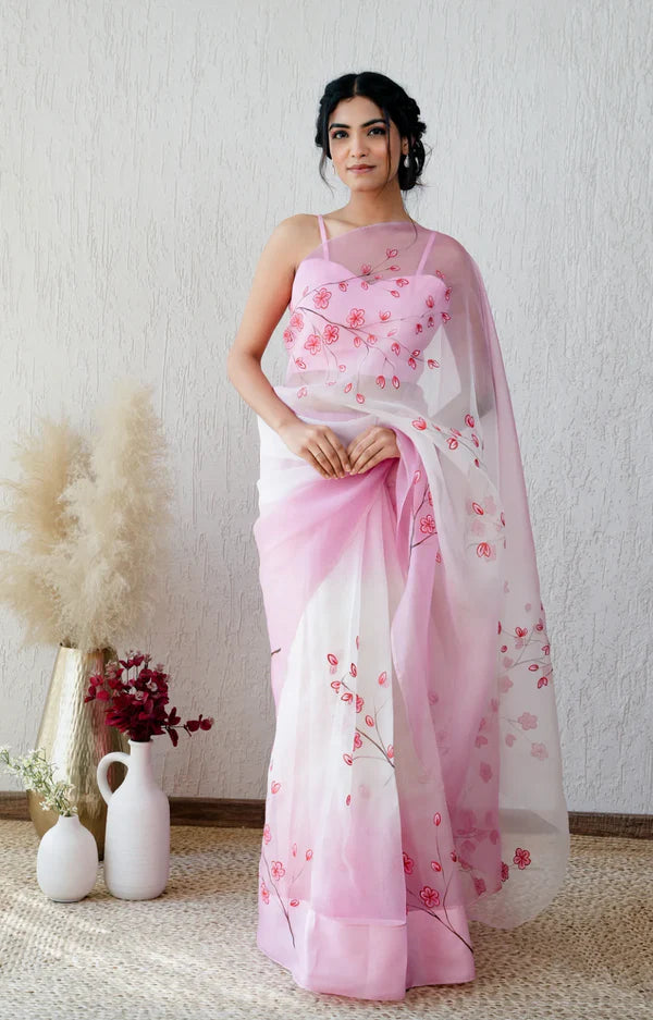 Grace in Pink Blossom Saree – Nius Creation